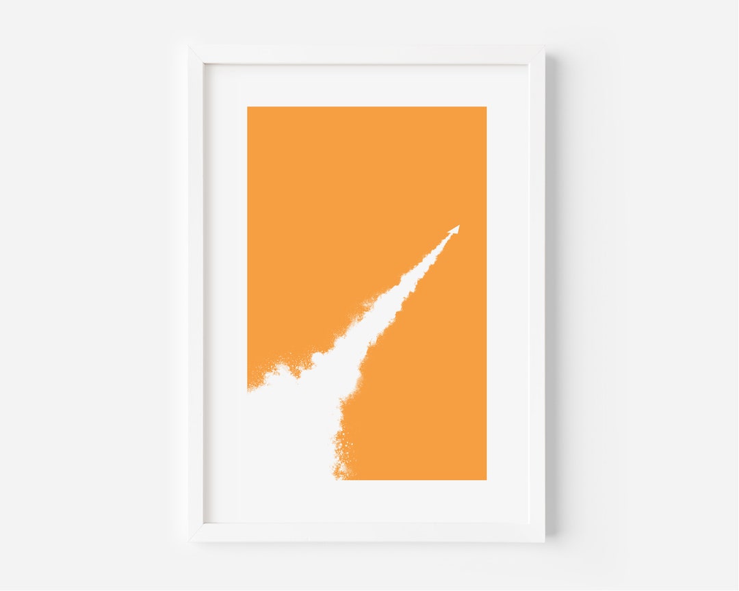 Abstract Chemtrail Poster Print, Minimalist Geometric Wall Art, Orange ...