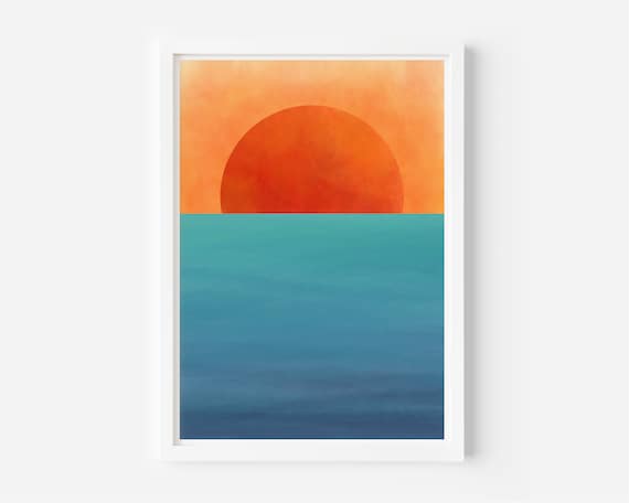 Watercolour Ocean Sunset Print - Etsy