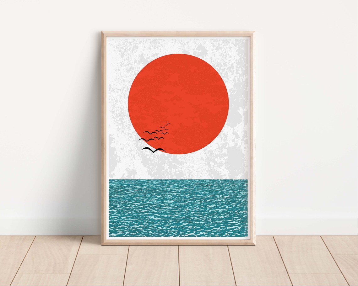Abstract Sun and Sea Poster - Etsy UK