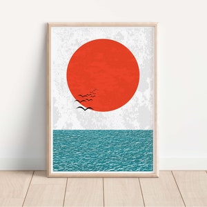 Abstract Sun and Sea Poster - Etsy UK