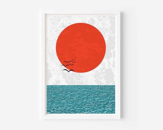Abstract Sun and Sea Poster - Etsy UK