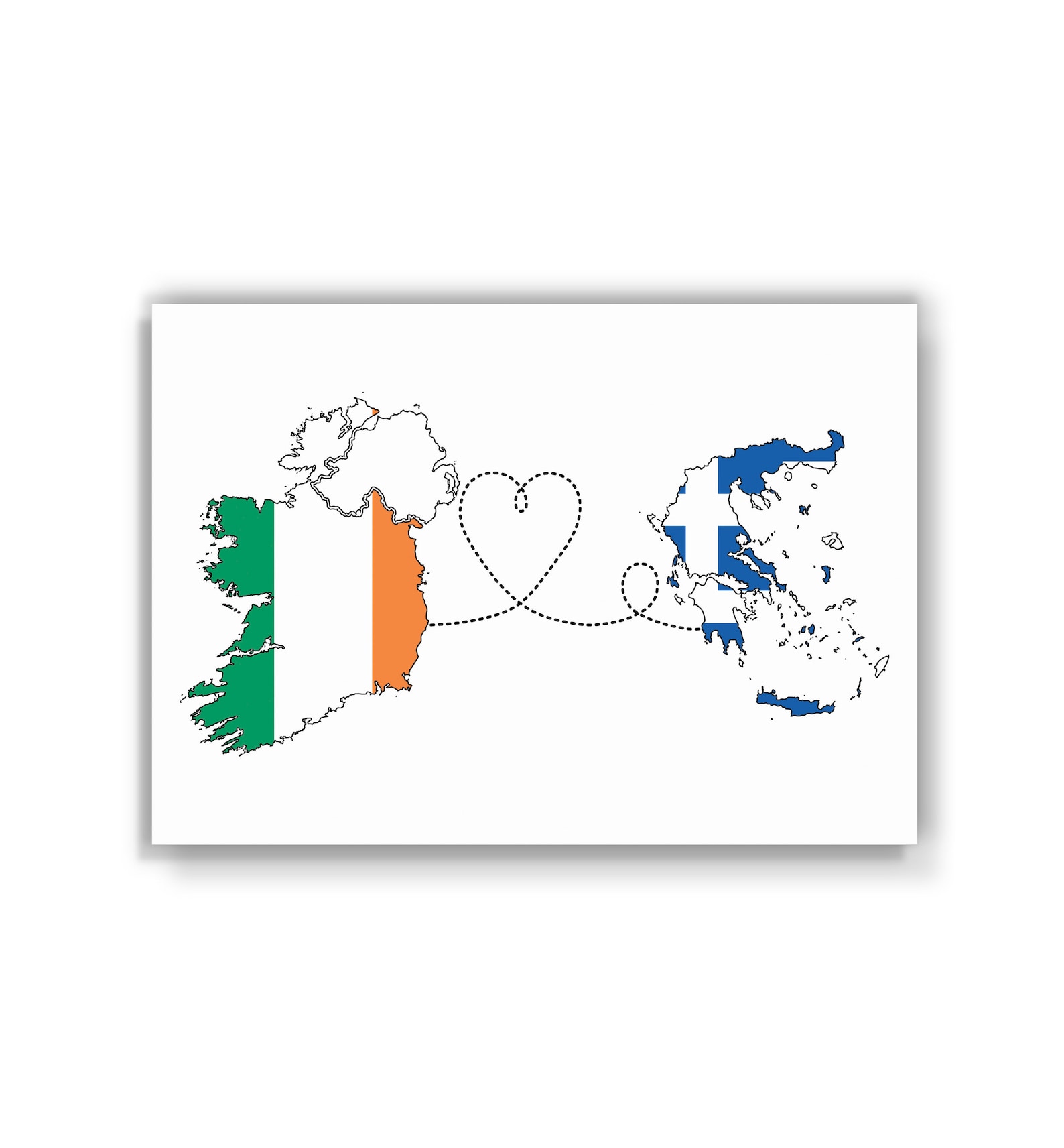 Ireland to Greece Map Flag Travel Print - Etsy UK