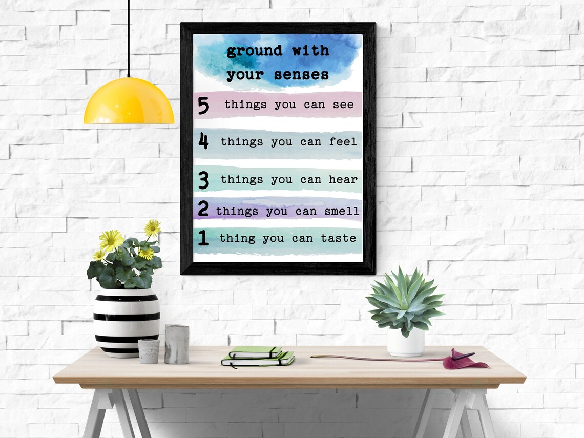 Grounding Technique Poster Watercolor Mental Health Poster - Etsy Australia