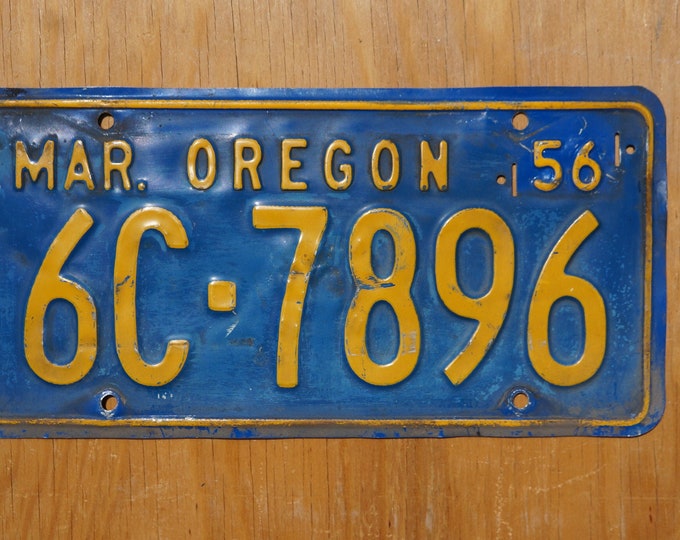 1956 Oregon Blue Vintage License Plate March 6C 7896 - Etsy