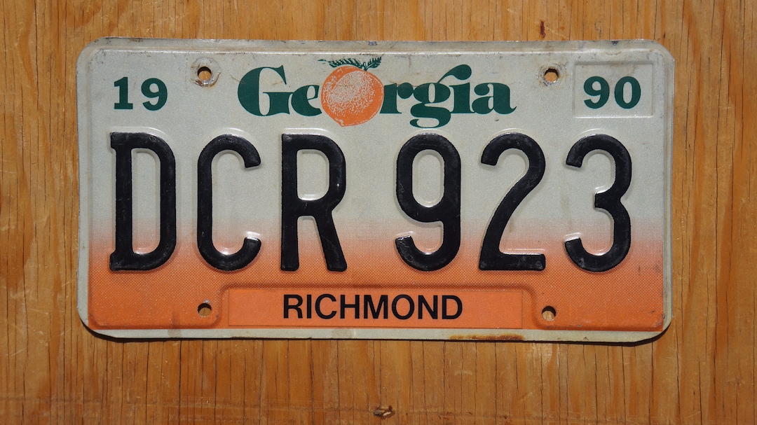 1990 Georgia Orange License Plate Richmond County - Etsy