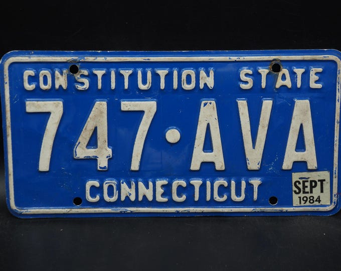 1984 Connecticut Blue Vintage License Plate - Constitution State # 747 ...