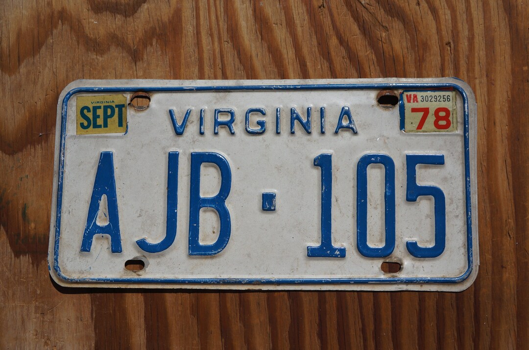 1978 Virginia Vintage White License Plate - Etsy