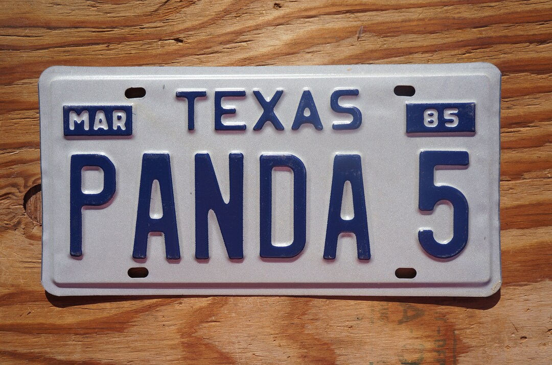 1985 Texas Vanity Vintage License Plate # PANDA 5 - Etsy