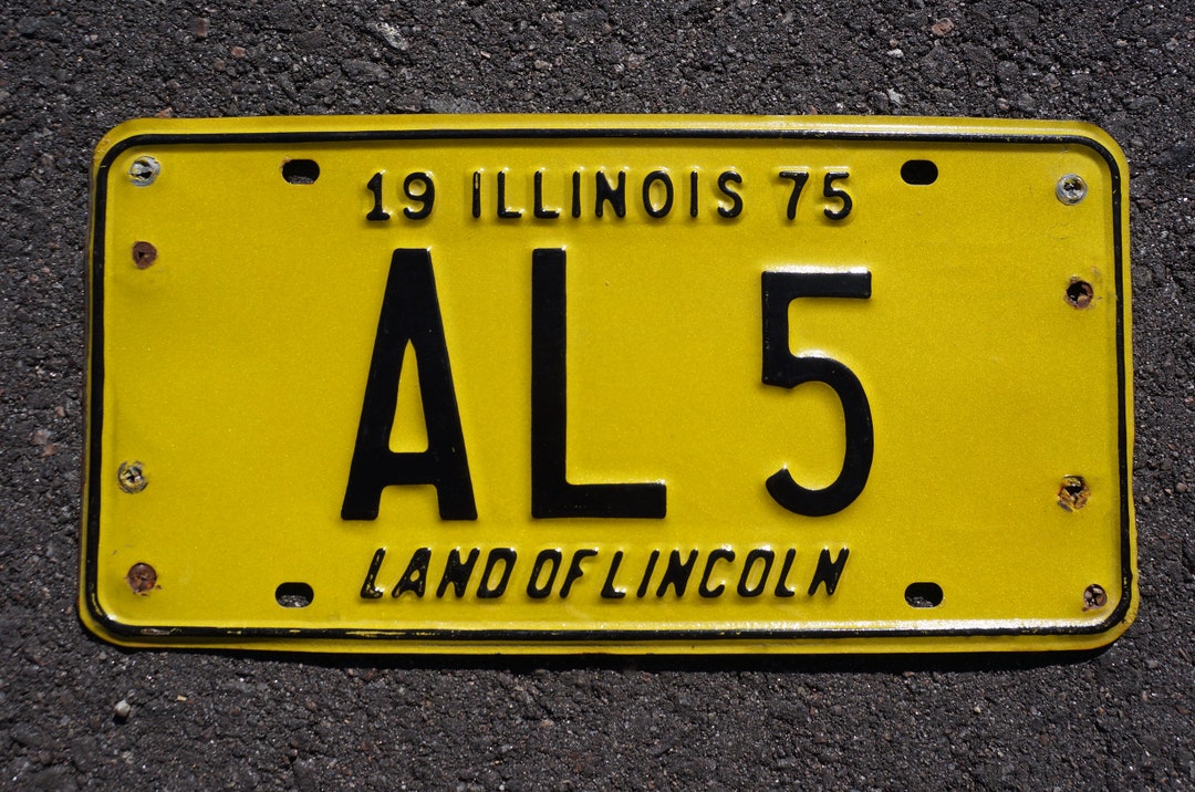 1975 Illinois Yellow Vanity License Plate # AL 5 - Etsy