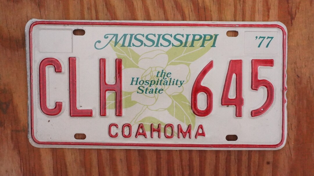 1977 Mississippi Magnolia Flower Graphic the Hospitality State License ...