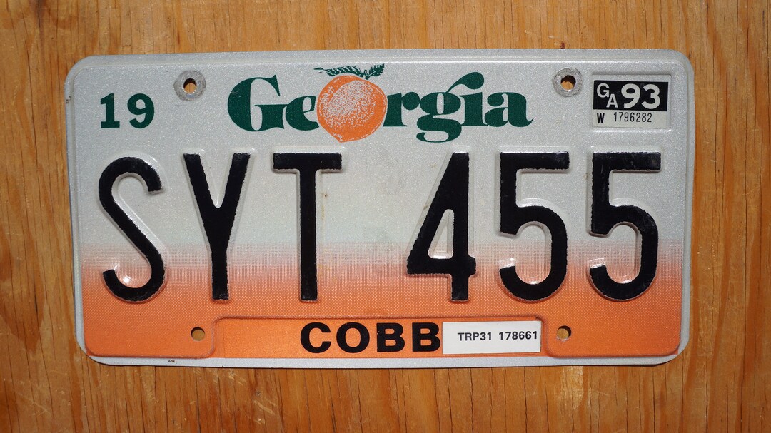 1993 Georgia Peach License Plate COBB County - Etsy
