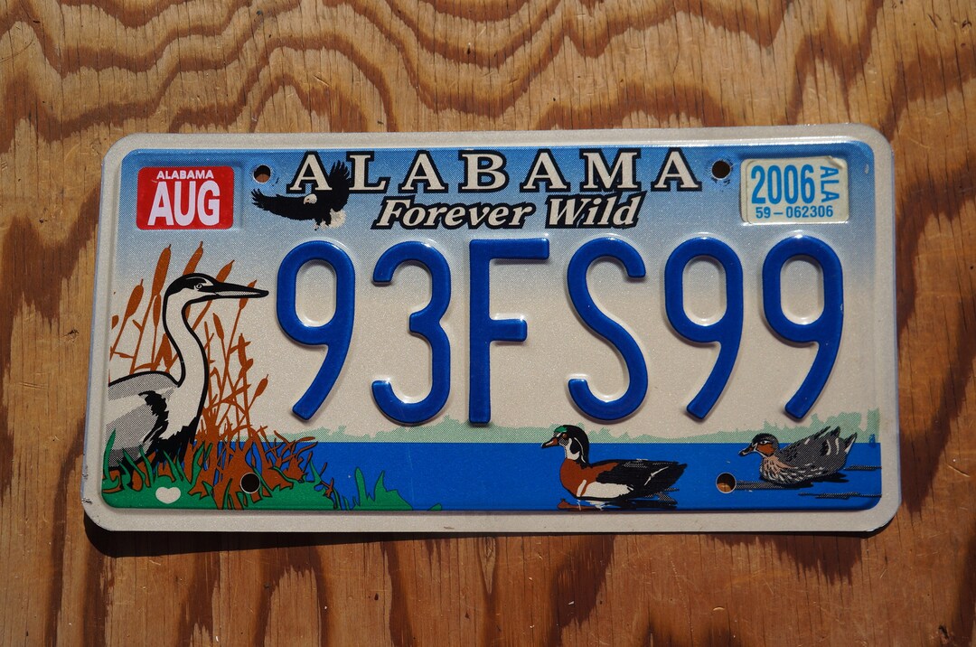 Alabama FOREVER WILD License Plate - Crane Lake Bird Duck Graphic - Etsy