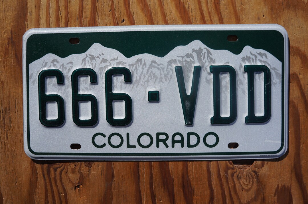 Colorado SNOW MOUNTAINS License Plate # 666 - VDD - Etsy