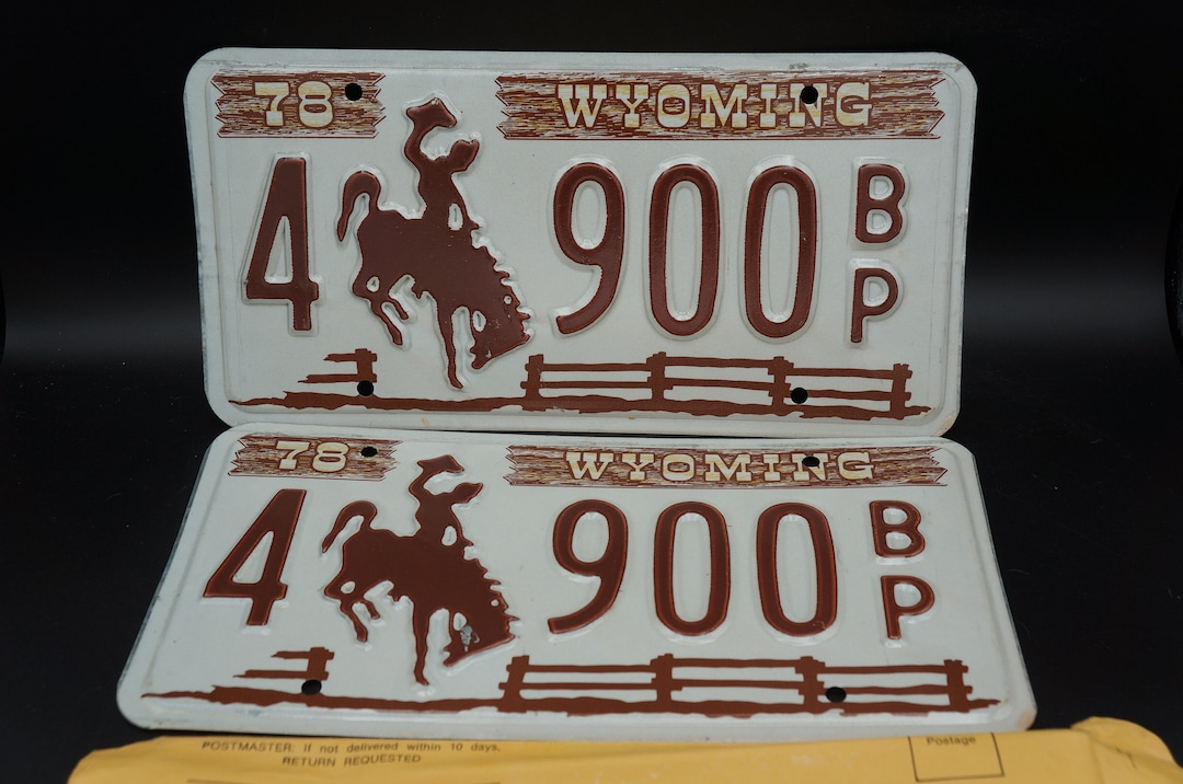 Wyoming Cowboy Horse Fence Brown License Plate Set / Pair # 900 - Etsy