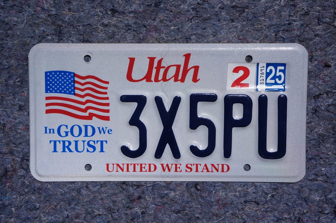 2025 Utah American Flag License Plate - in God We Trust - United We ...