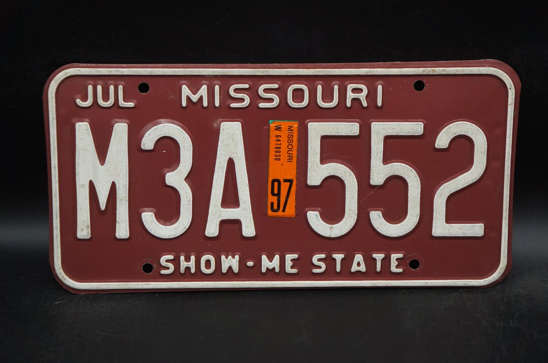 1997 Missouri Red Vintage License Plate - Show-me State # M3A 552 - Etsy