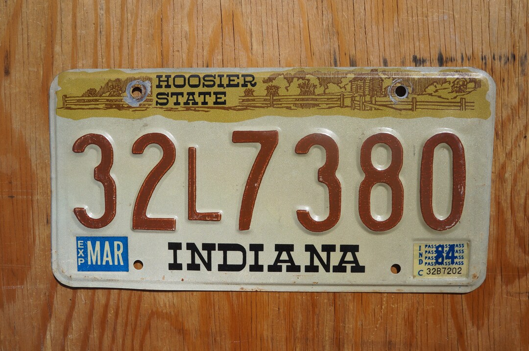 1984 Indiana Graphic License Plate Hooster State - Etsy