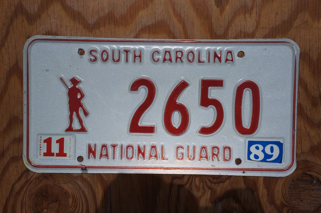 1989 South Carolina NATIONAL GUARD Vintage License Plate - Etsy