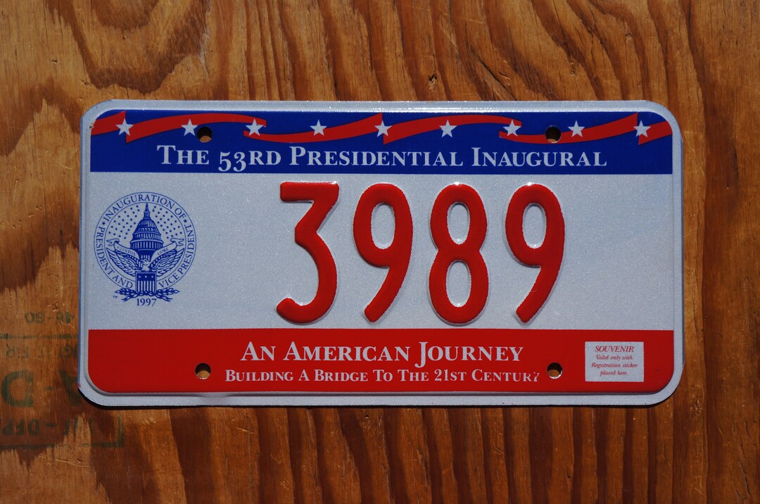 The 53rd Presidential Inaugural License Plate # 3989 - HIGH QUALITY - Etsy