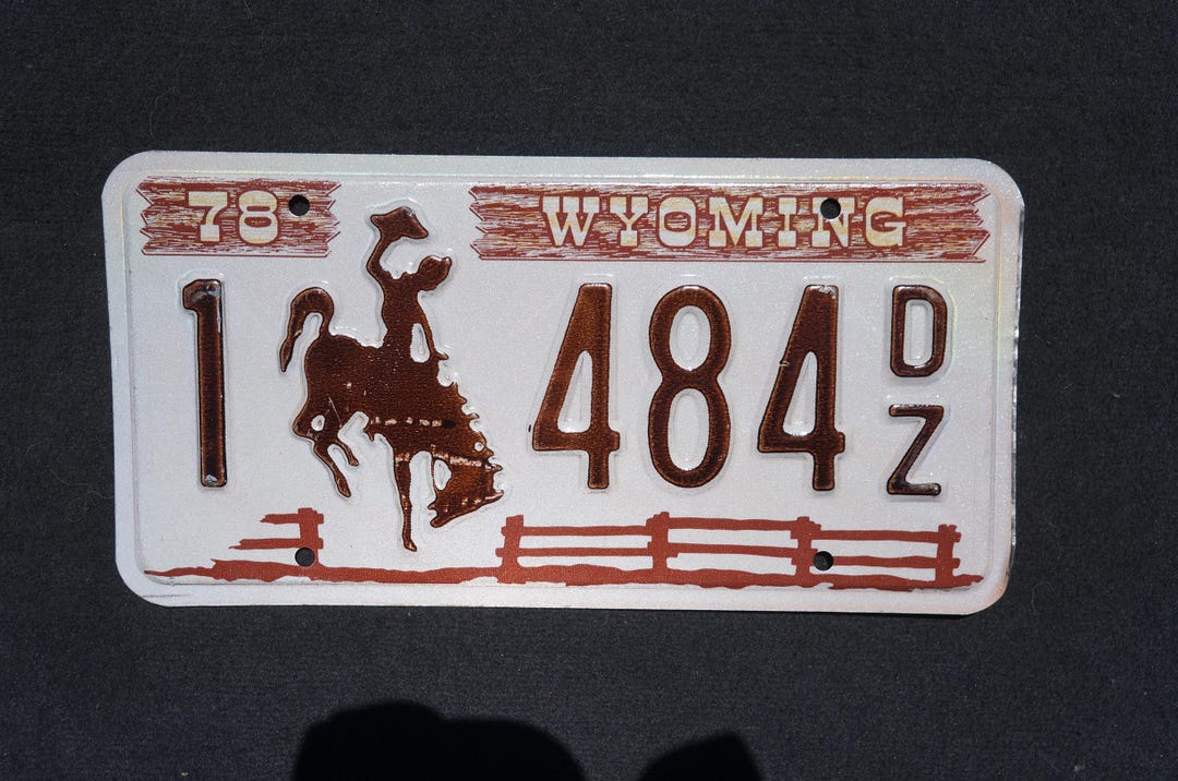 1978 Wyoming Cowboy Horse Fence Brown License Plate Random Numbers - Etsy