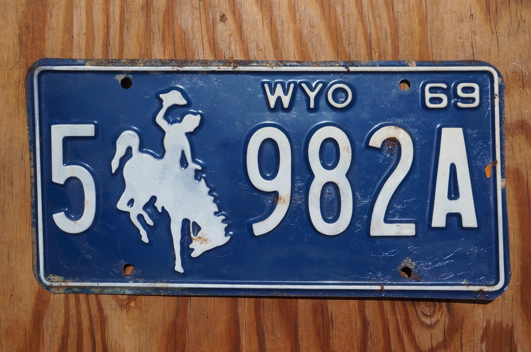 1969 Blue Wyoming Cowboy Horse License Plate - Etsy