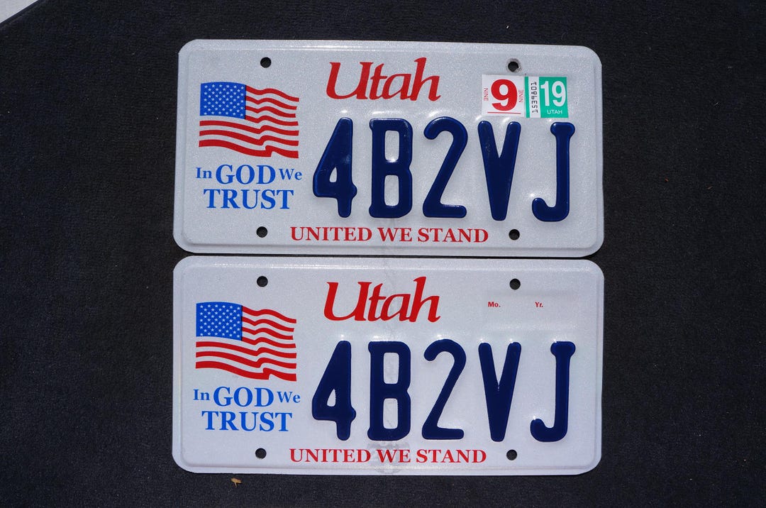 2019 Utah American Flag License Plate PAIR - in God We Trust - Etsy