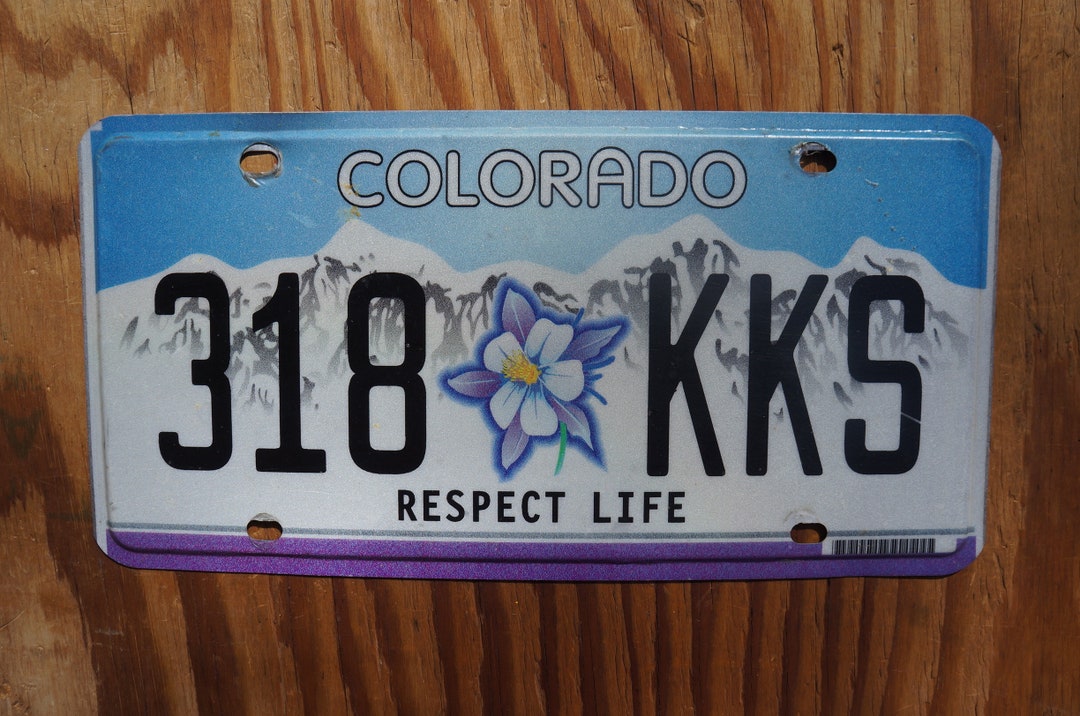 Colorado License Plate RESPECT LIFE Columbine Flower Snow Mountains - Etsy