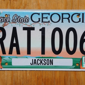2017 Georgia PEACH STATE License Plate - RAT 1006 - Etsy