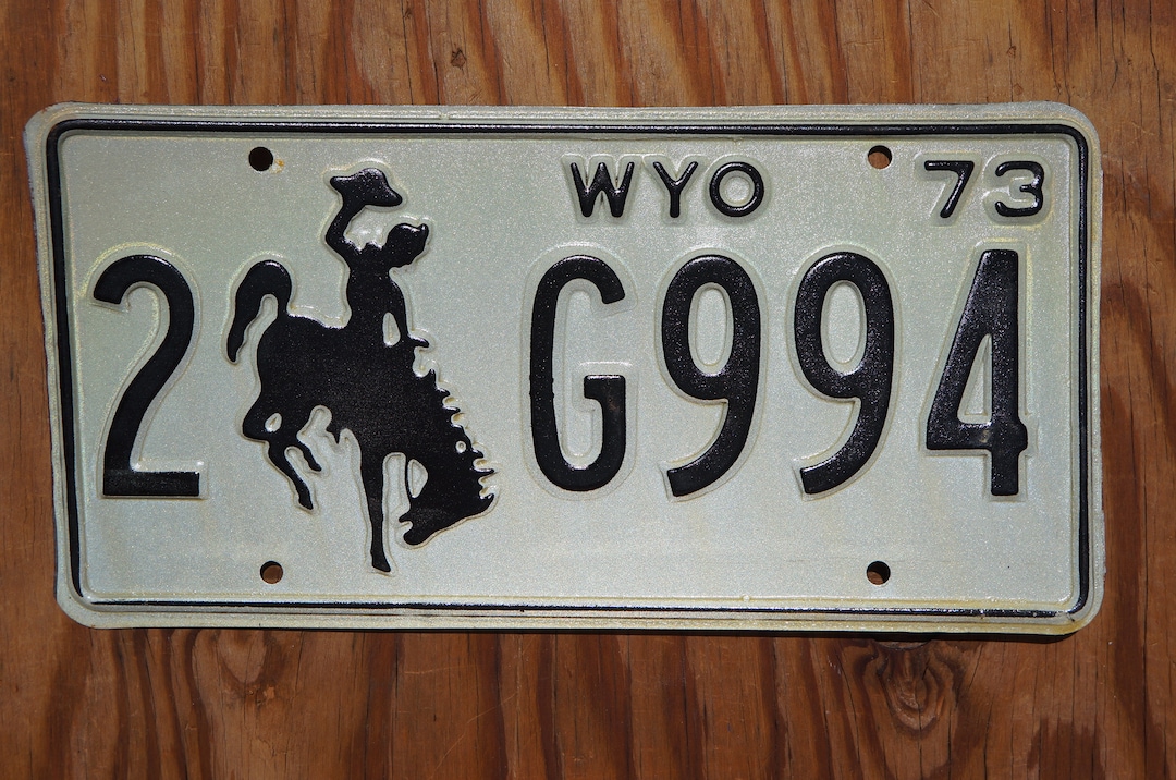 1973 Wyoming Cowboy & Horse License Plate - Etsy