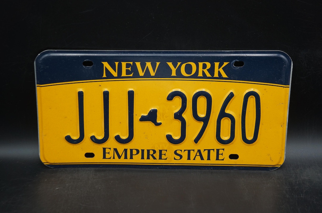 New York Yellow Empire State License Plate # JJJ - 3960 - Etsy