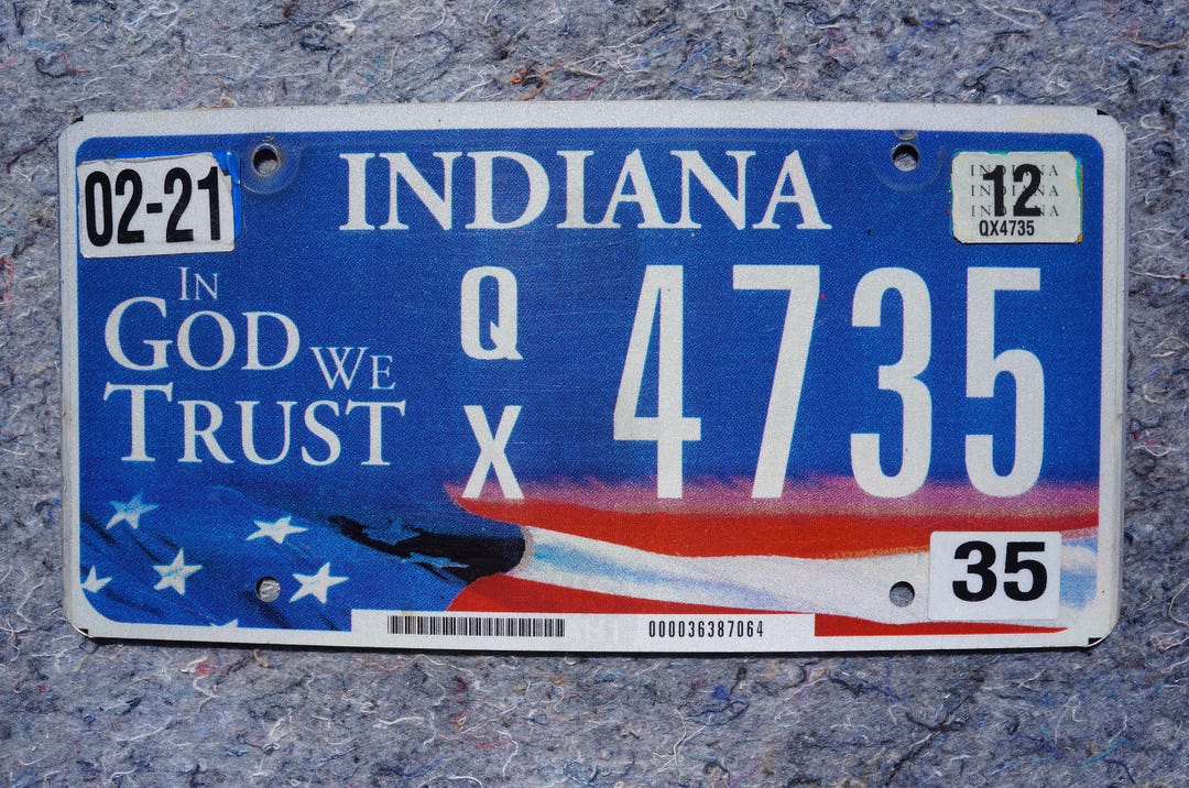 2021 Indiana in God We Trust Flag Graphic Blue License Plate - Etsy