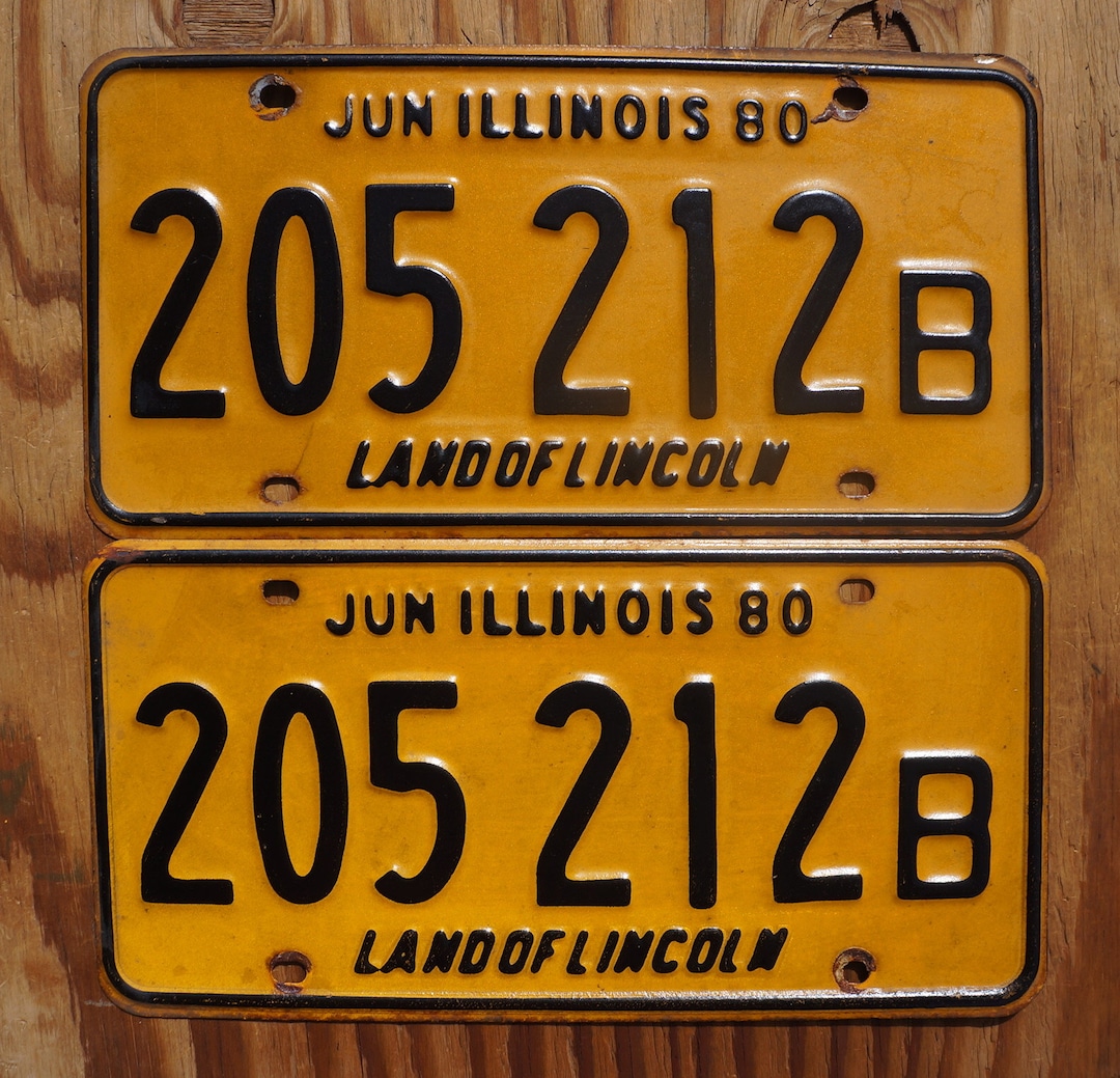 1980 Illinois Yellow License Plate Pair / Set - Land of Lincoln - Etsy