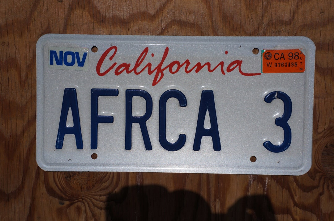 1998 California Vanity AFRICA License Plate # AFRCA 3 - Etsy