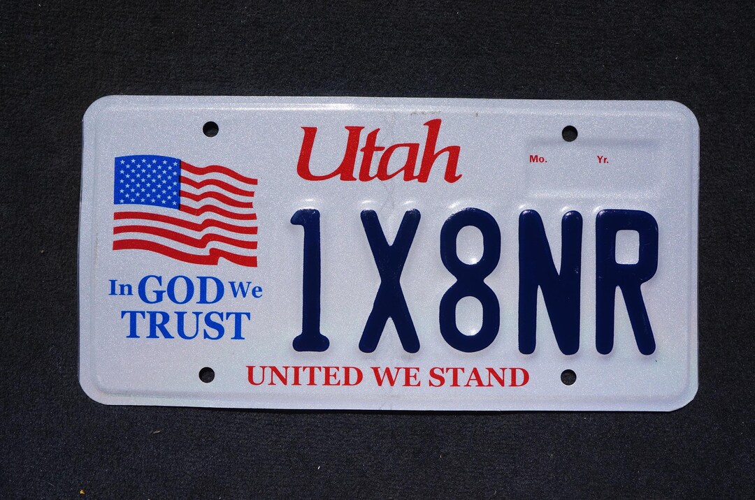Utah American Flag License Plate - in God We Trust - United We Stand - Etsy