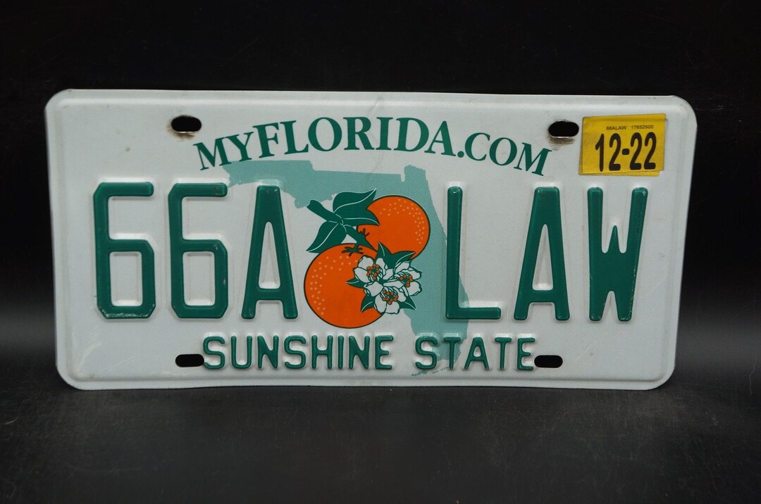 2022 Florida SUNSHINE STATE Twin Oranges License Plate # 66A LAW - Etsy