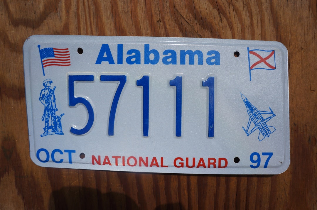 1997 Alabama National Guard Soldier Airplane Flag License Plate # 57111 ...