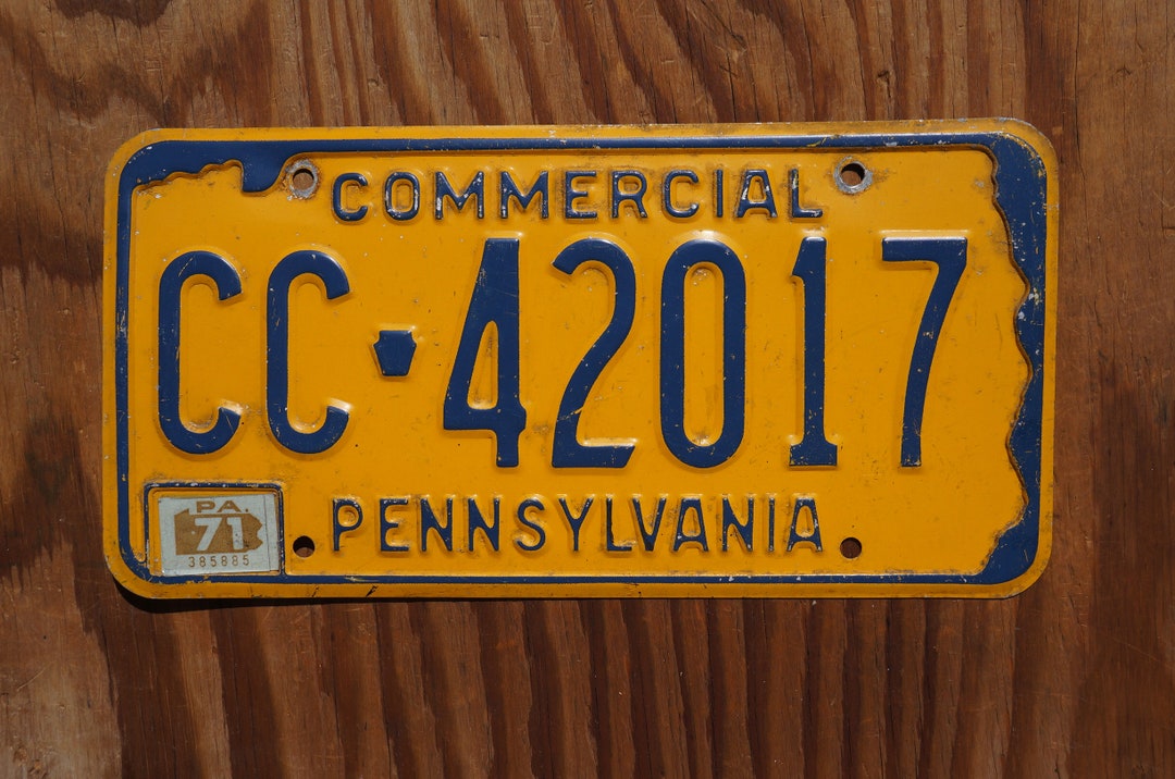 1971 Pennsylvania Commercial Yellow Vintage License Plate - Etsy