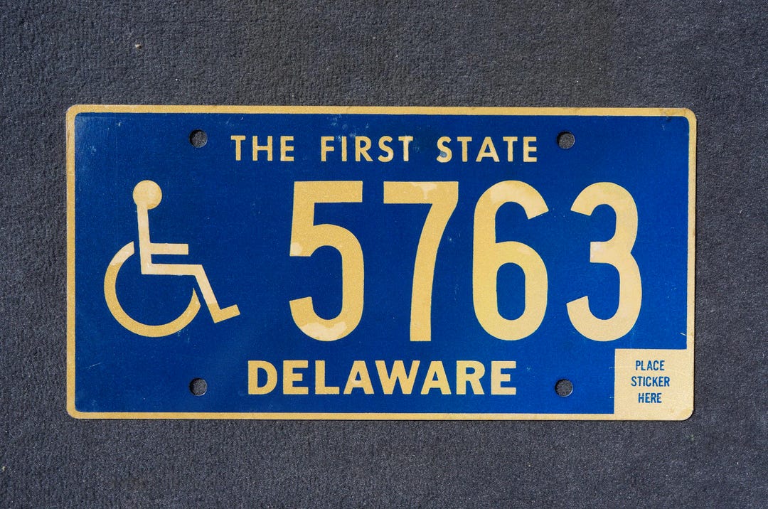 DELAWARE License Plate HANDICAP Wheelchair # 5763 - Etsy