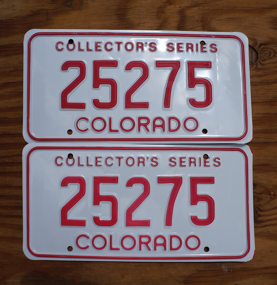 Mint Colorado COLLECTOR'S Series Red License Plate Set / Pair Antique ...