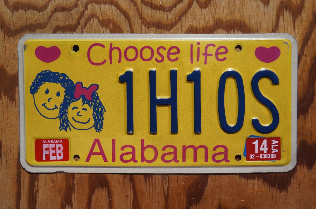 2014 Alabama License Plate CHOOSE LIFE - Kids Children Yellow Graphic ...