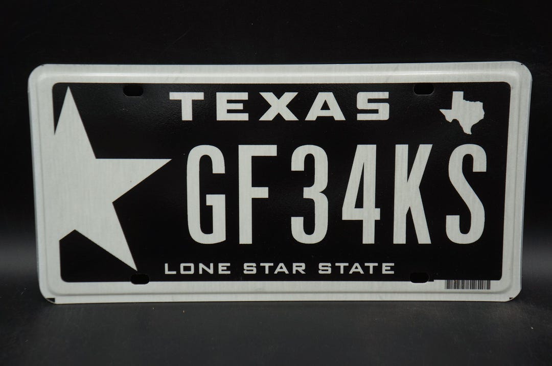 One or More - TEXAS White Star Black License Plate - Etsy