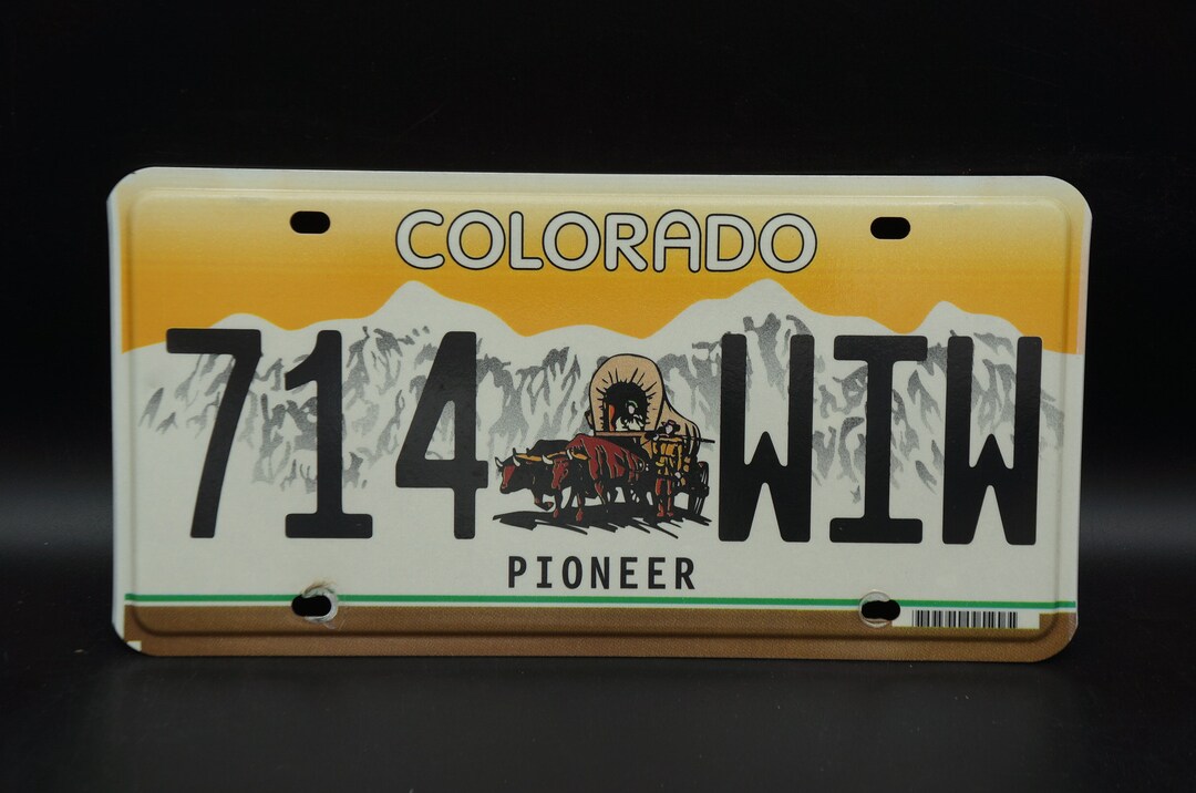 Colorado Pioneer Yellow License Plate - Horse and Wagon # 714 - WIW - Etsy