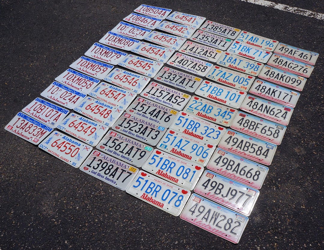 Lot of 50 Alabama- 5 Design and Types - Graphic License Plates Tag ...