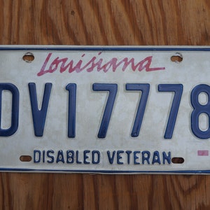 Louisiana DISABLED VETERAN License Plate DV17778 - Etsy