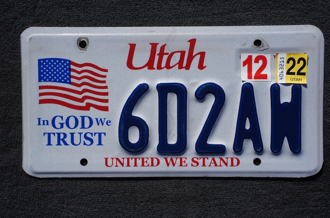 2022 Utah American Flag License Plate - in God We Trust - United We ...