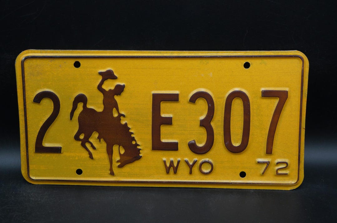 1972 Wyoming Passenger License Plate Cowboy & Horse 2 E307 - Etsy