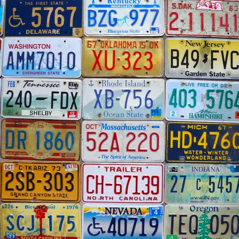 LOT of 12 License Plates 8 Different States USA Plate Tag Craft ...
