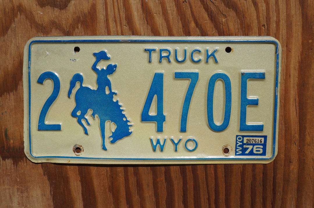 1976 Wyoming TRUCK Cowboy Horse Blue License Plate - Etsy