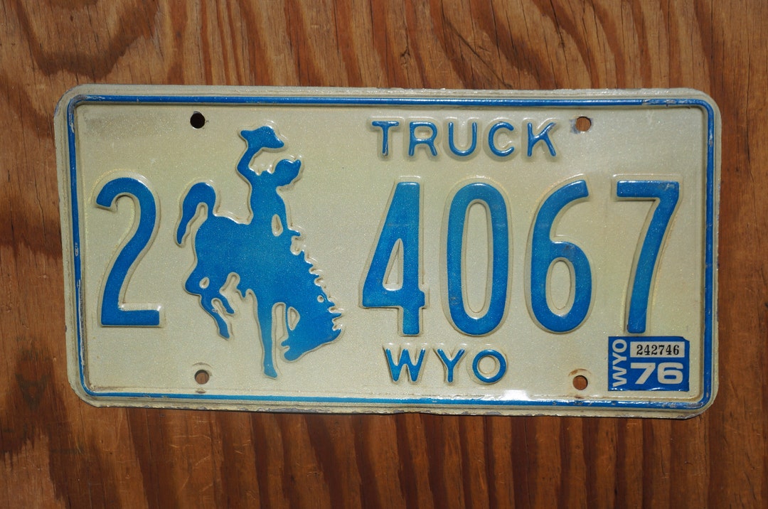 1976 Wyoming TRUCK Cowboy Horse Blue License Plate - Etsy