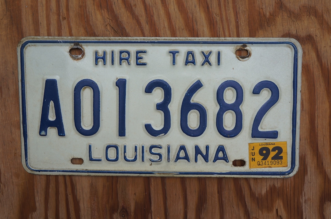 1992 Louisiana HIRE TAXI License Plate - Etsy